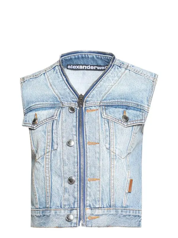 Alexander Wang Dipped V Trucker Vest - Blue