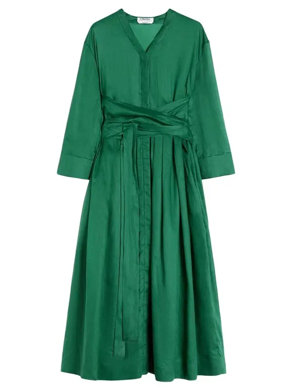 Max Mara Ramie Midi Shirt Dress - Green