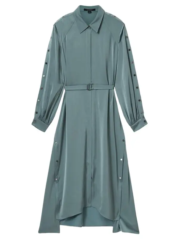 ALLSAINTS Satin Lexi Midi Shirt Dress - Blue
