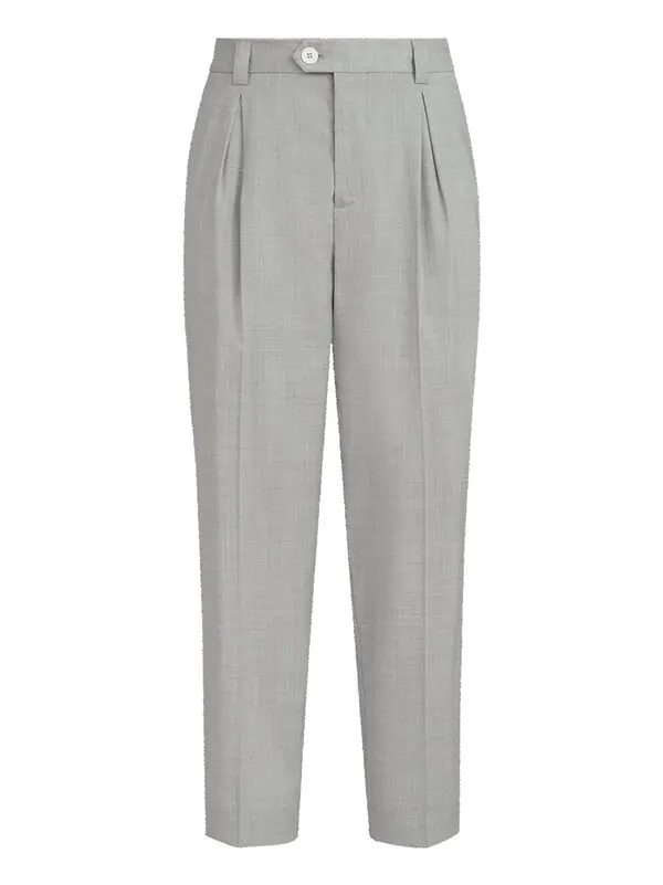 Brunello Cucinelli Virgin Wool Pleated Trousers - White