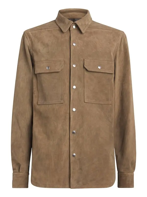 Rick Owens Suede Overshirt - Brown