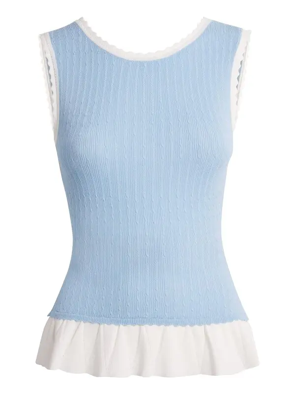Claudie Pierlot Knitted Pointelle Tank Top - Blue