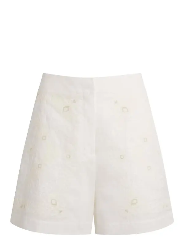 Claudie Pierlot Cotton-ramie Cross-stitch Shorts - White