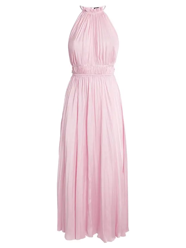 Maje Satin Pleated Maxi Dress - Pink