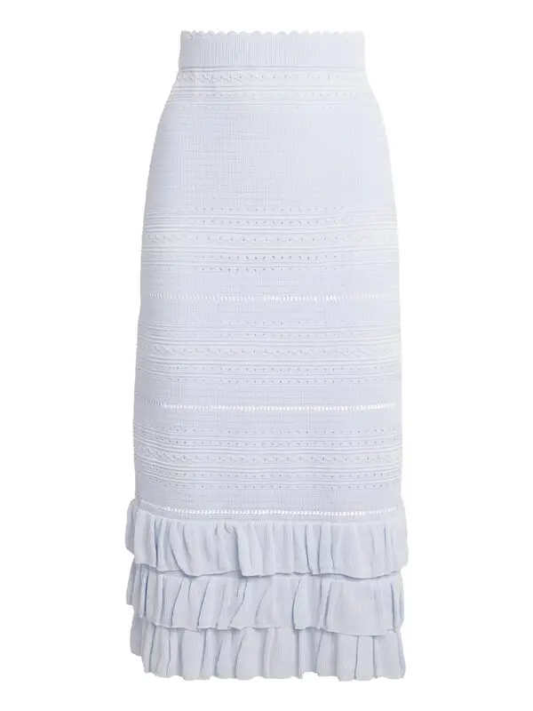 Maje Pointelle-knit Midi Skirt - Blue