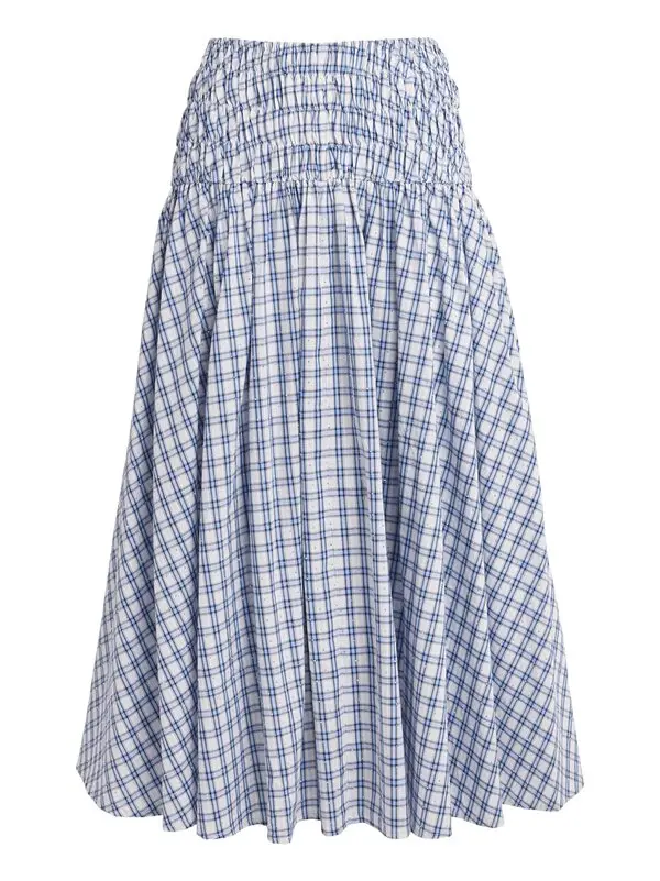 Maje Embellished Check Midi Skirt - White