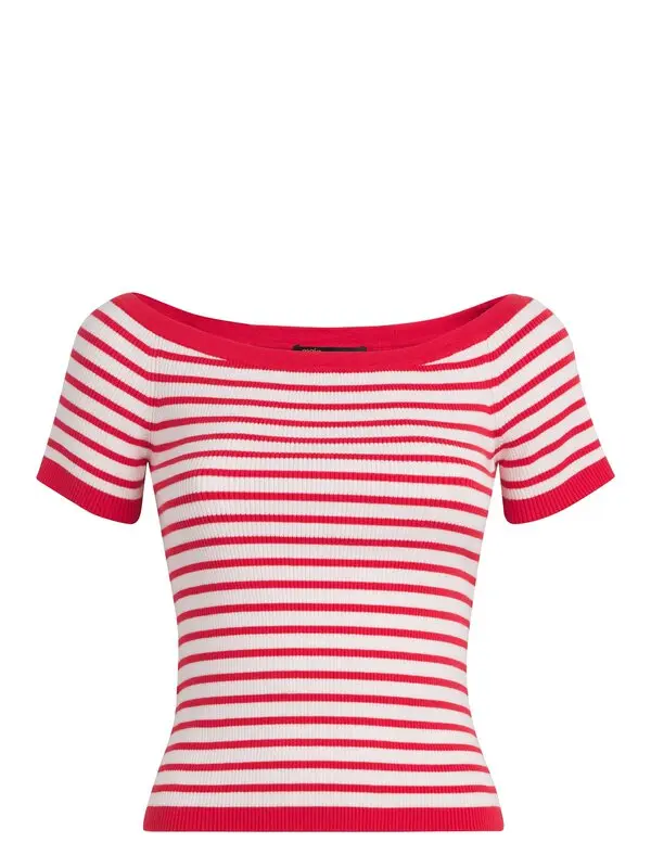 Maje Stripe Rib-knit Top - Red