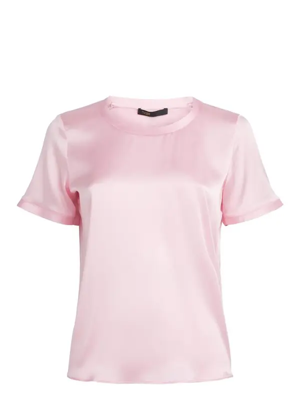 Maje Silk T-shirt Blouse - Pink