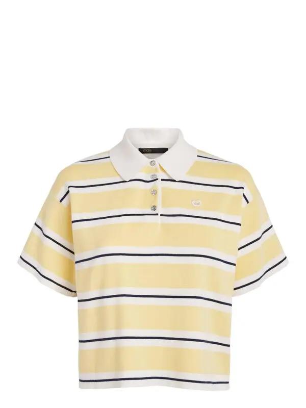 Maje Cotton-blend Striped Polo Shirt - Yellow