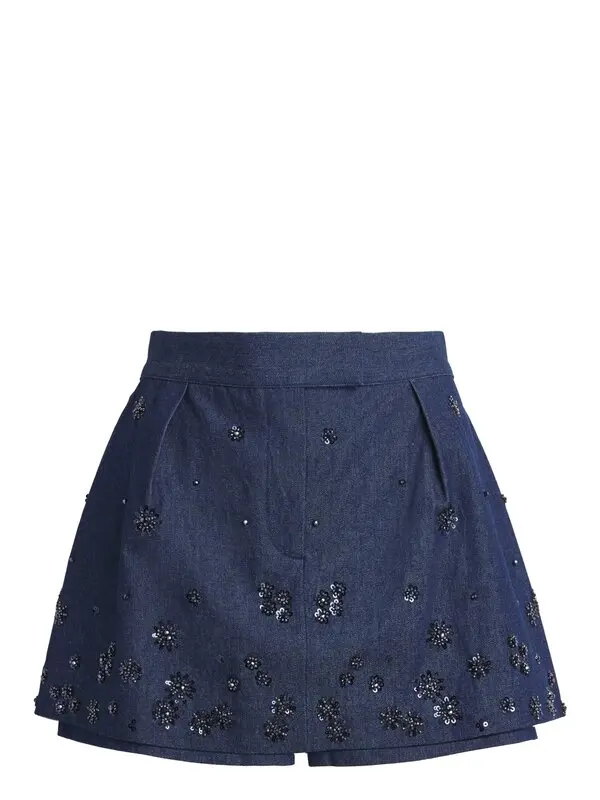 Maje Embellished Denim Shorts - Blue