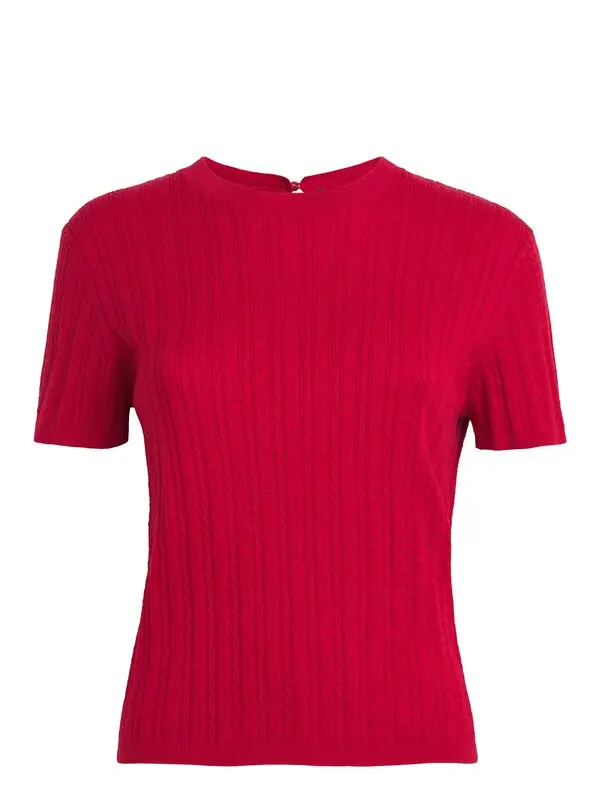 Maje Cotton-blend Cable Knit Sweater - Red
