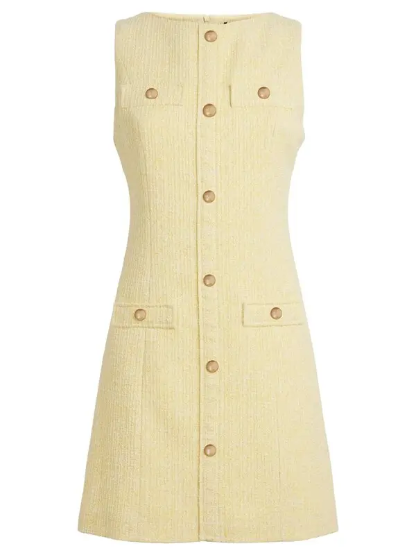 Maje Tweed Tailored Mini Dress - Yellow