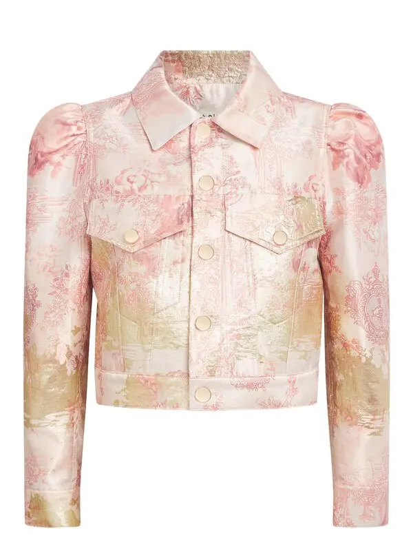 Alice + Olivia Jacquard Lana Cropped Jacket - Pink