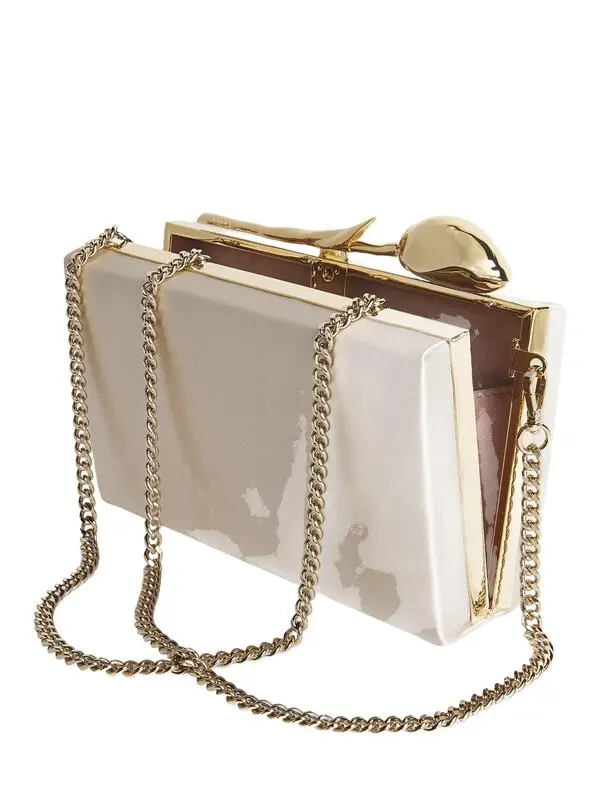 Erdem Satin Bloom Clutch - Beige