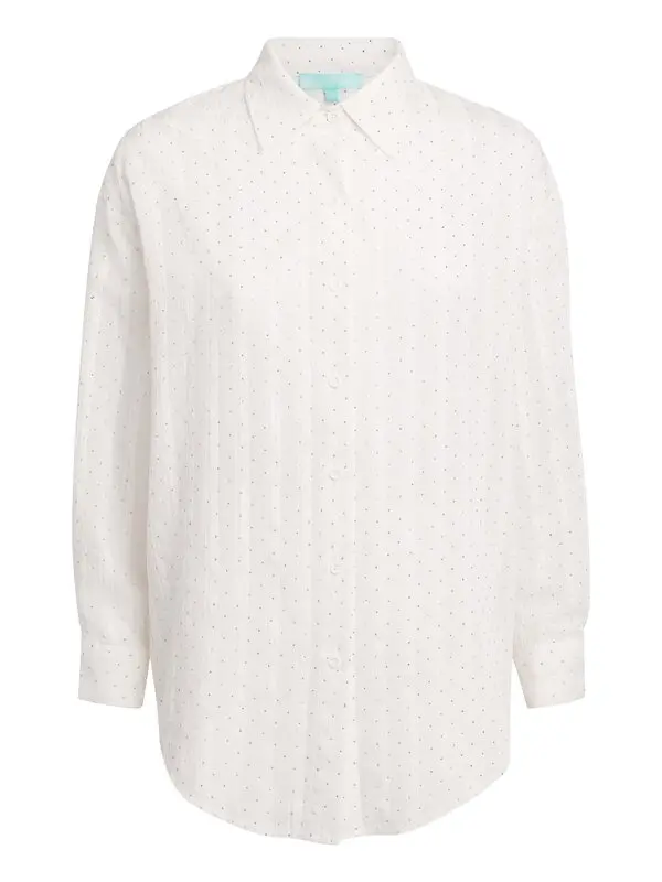 Melissa Odabash Cotton Diamanté Ziggy Shirt - White