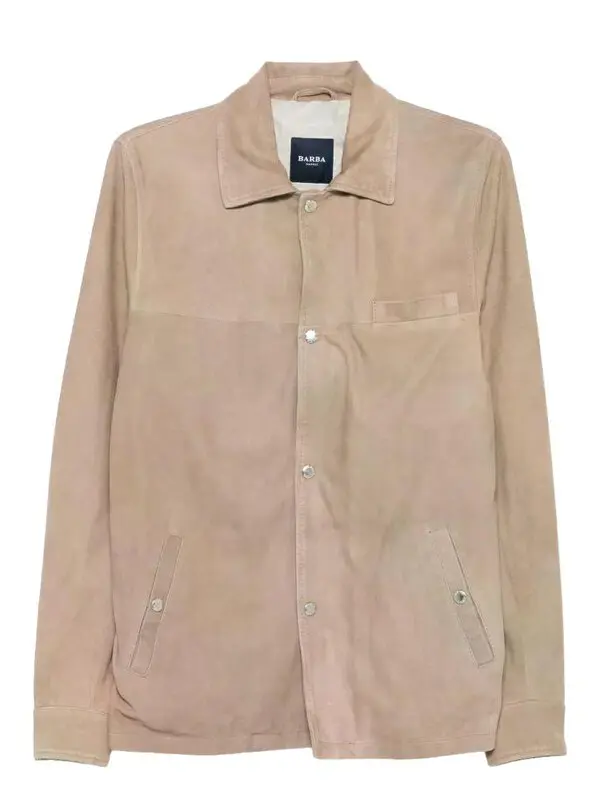 BARBA NAPOLI Buttoned Leather Jacket - Neutrals