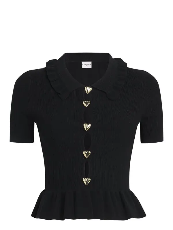 Claudie Pierlot Knitted Peplum Sweater - Black