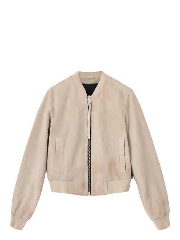 ALLSAINTS Suede Bomber Jacket - Grey