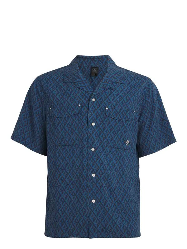 Moose Knuckles Monogram Button-up Shirt - Navy