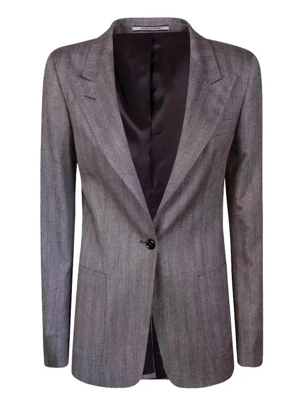 Tagliatore Long-sleeve Herringbone Jacket - Brown