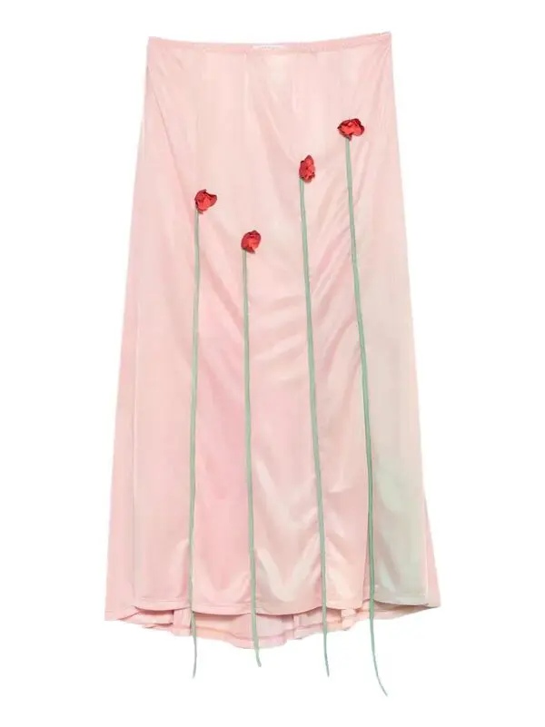 Moschino Floral-appliqué Midi Skirt - Pink