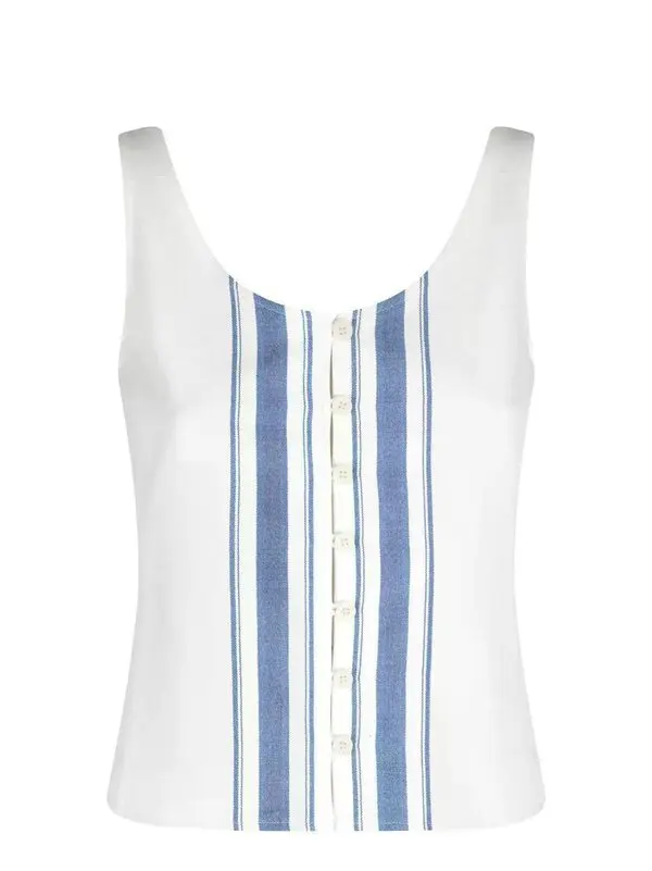 LOW CLASSIC Striped V-neck Top - White