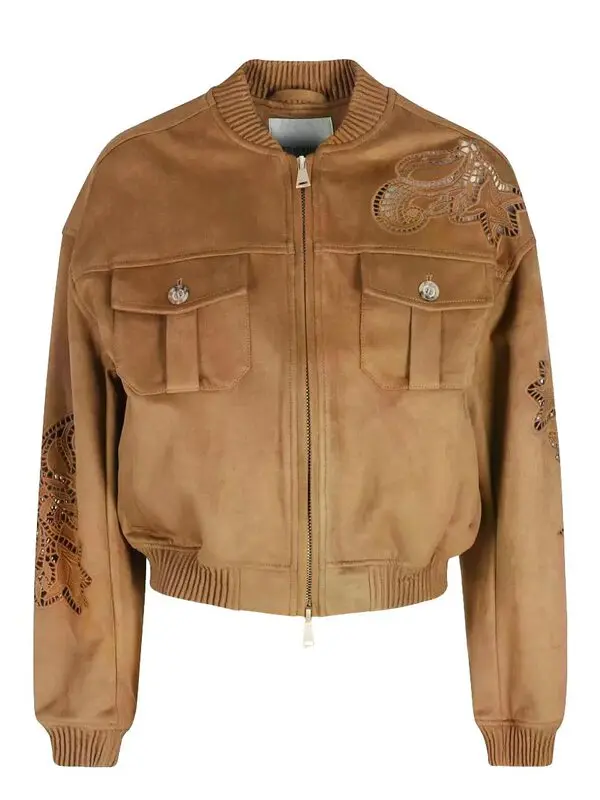 ERMANNO FIRENZE Cutout-detail Bomber Jacket - Brown