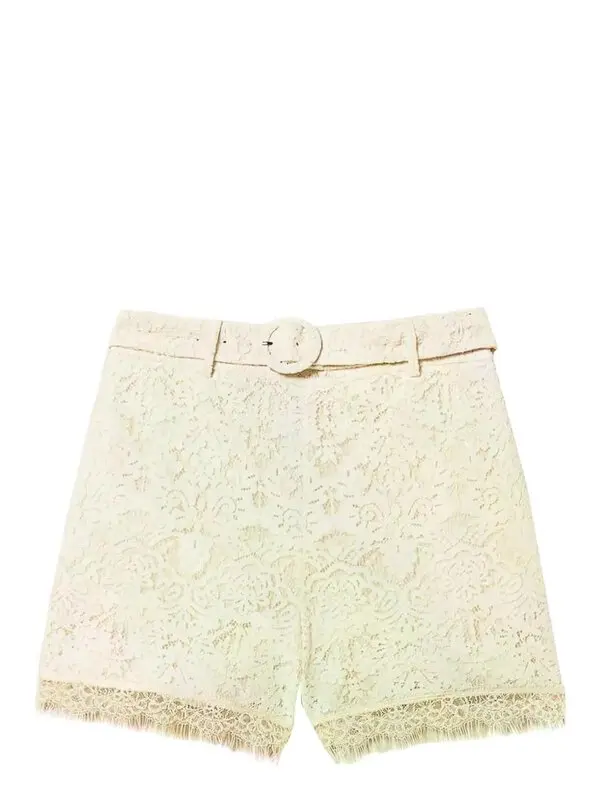 TWINSET Lace Embellished Belted Shorts - Neutrals