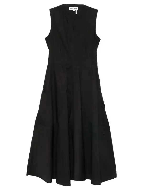 Dkny V-neck Midi Dress - Black