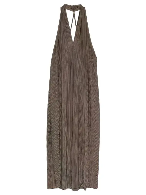 SAMSOE SAMSOE Sacille Pleated Halterneck Maxi Dress - Brown