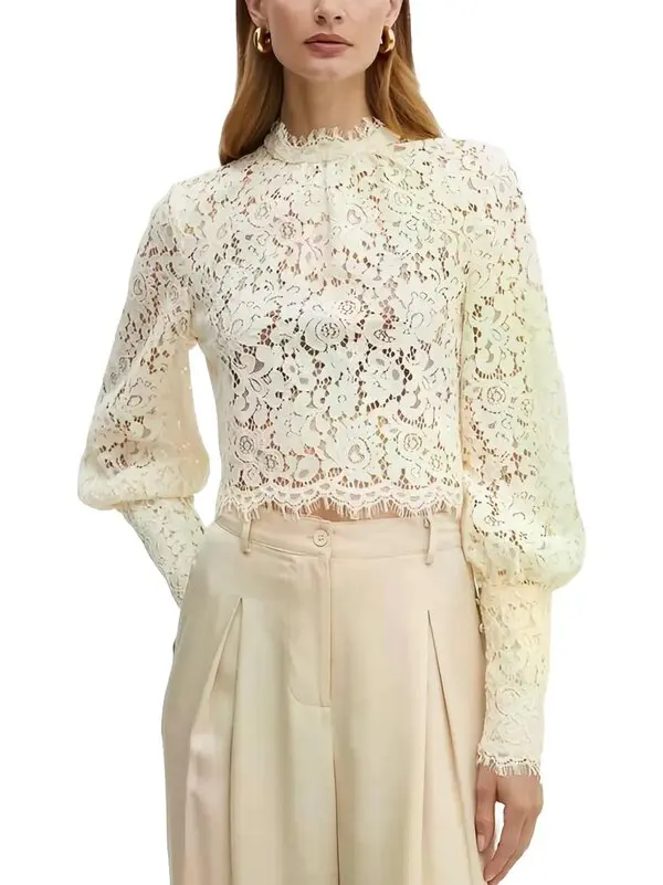 Bardot Flower Lace Blouse - Neutrals