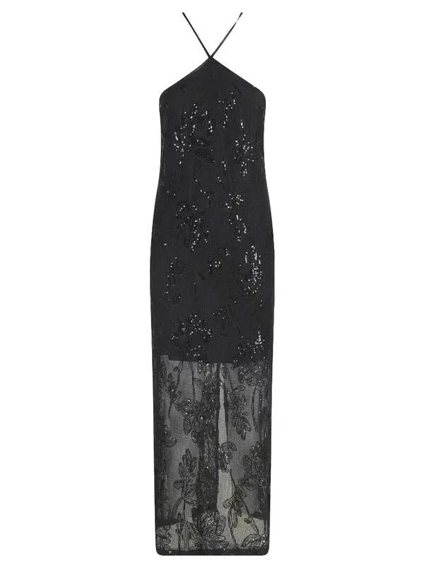 ISABELLE BLANCHE Sequin-embellished Midi Dress - Black