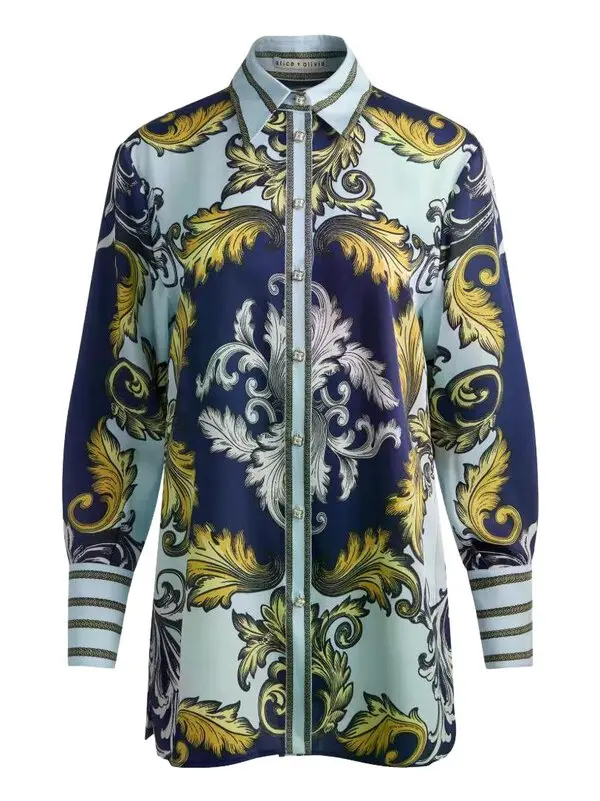 Alice + Olivia Lane Baroque-print Shirt - Blue