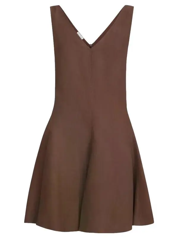 Brunello Cucinelli Viscose And Linen Fluid Twill Mini Dress - Brown