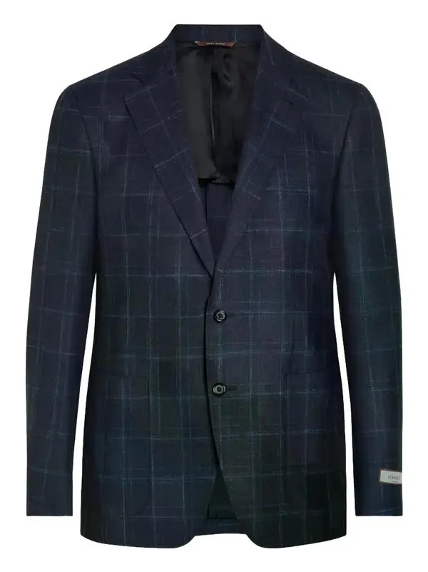 Canali Plaid-pattern Blazer - Blue