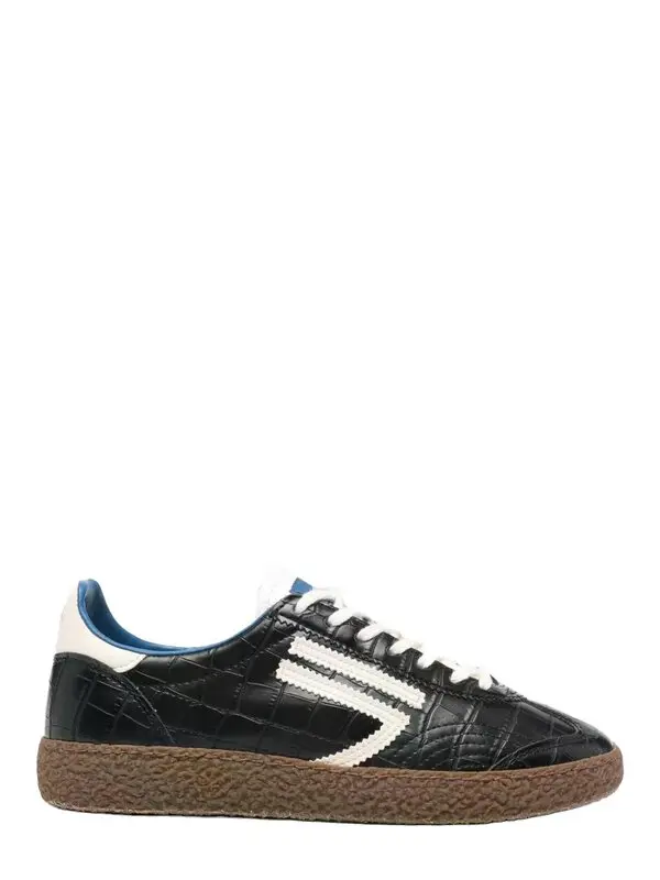 PURAAI Crocodile-embossed Striped Sneakers - Black