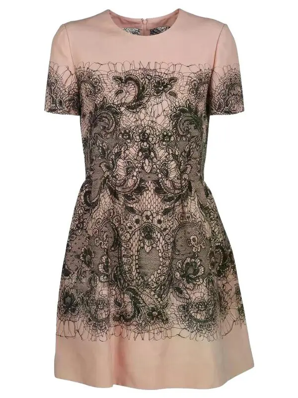 Valentino Garavani Lace Mini A-line Dress - Pink