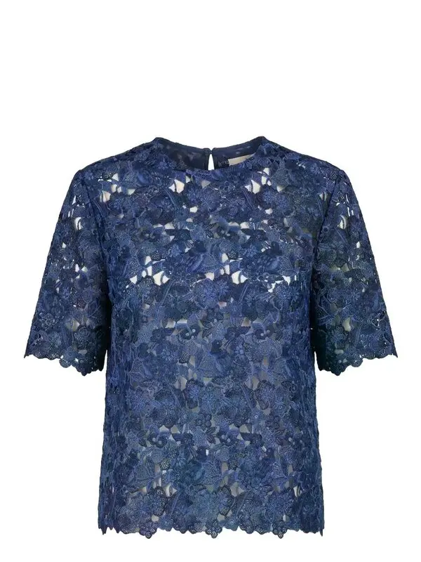 Valentino Garavani Floral Lace Top - Blue
