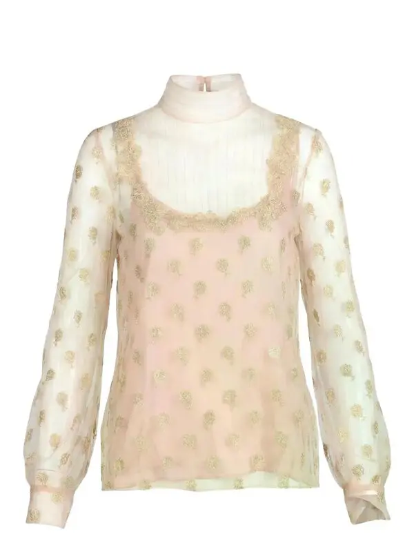 Valentino Garavani Floral-print High-neck Blouse - White