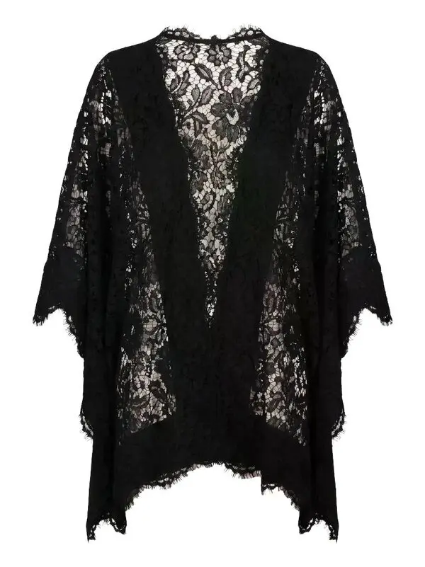 Valentino Garavani Lace Fringed Cape - Black