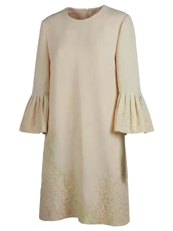 Valentino Garavani Lace Bell-sleeve Mini Dress - Neutrals