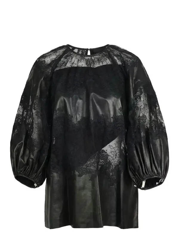 Valentino Garavani Lace Puff-sleeve Blouse - Black