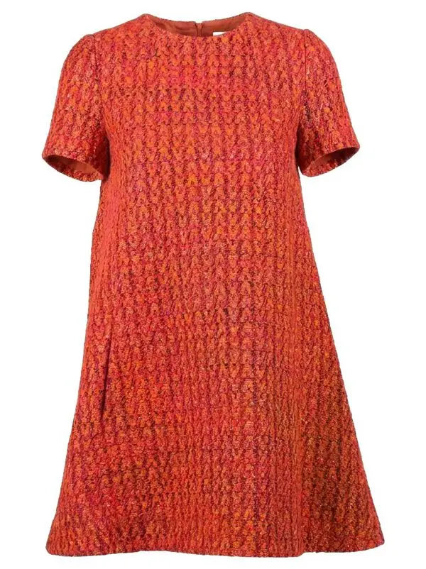 Valentino Garavani Short-sleeve Textured Mini Dress - Orange