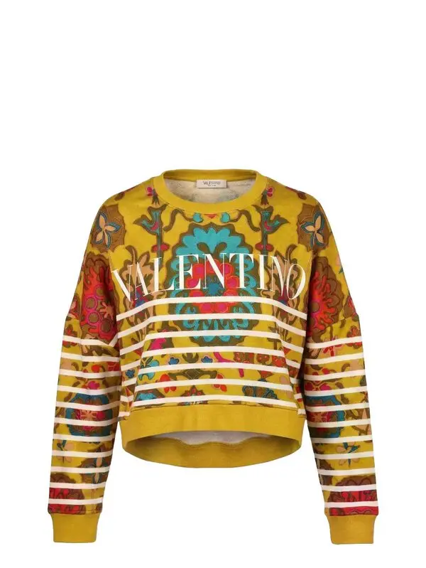 Valentino Garavani Floral Stripe Sweatshirt - Yellow