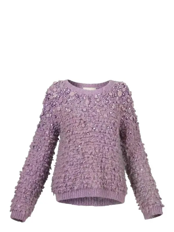 Valentino Garavani Sequin Beaded Sweater - Purple
