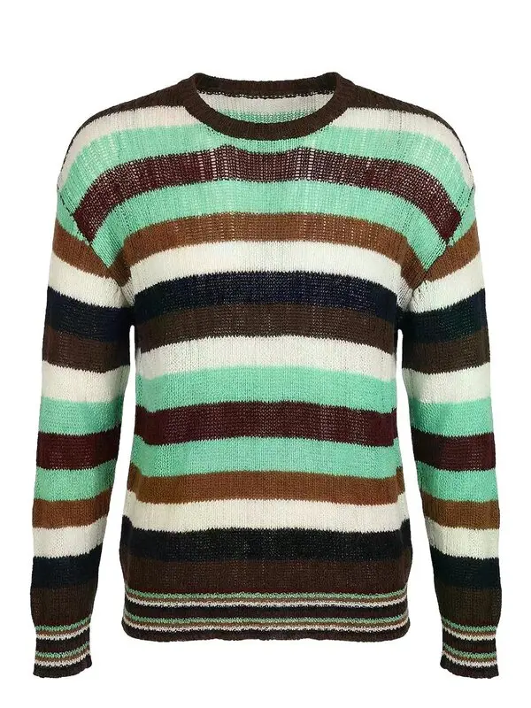 Valentino Garavani Striped-pattern Knitted Jumper - Green