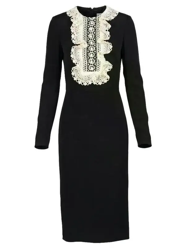 Valentino Garavani Ruffled Lace Midi Dress - Black
