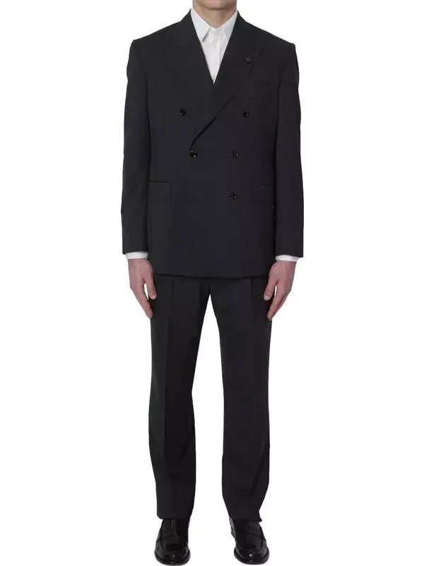 LARDINI Double-breasted Peak-lapels Suit - Grey