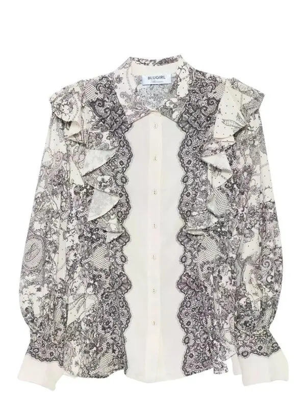 BLUGIRL Lace-print Shirt - Neutrals