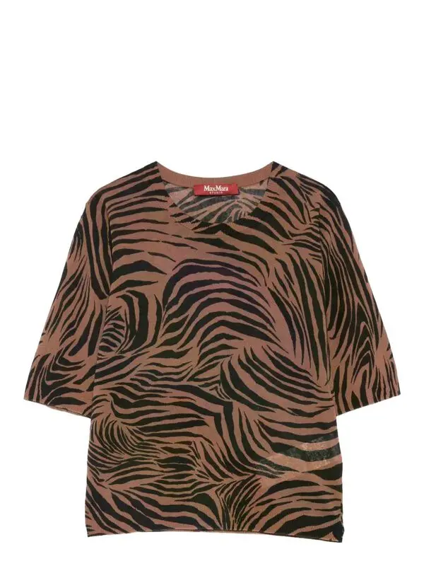 Max Mara Tago Zebra-print Knitted Top - Brown